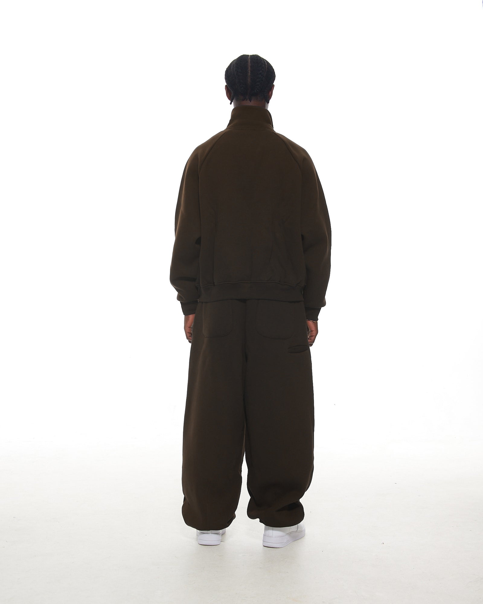 COZY TRACK JACKET - COFFEE